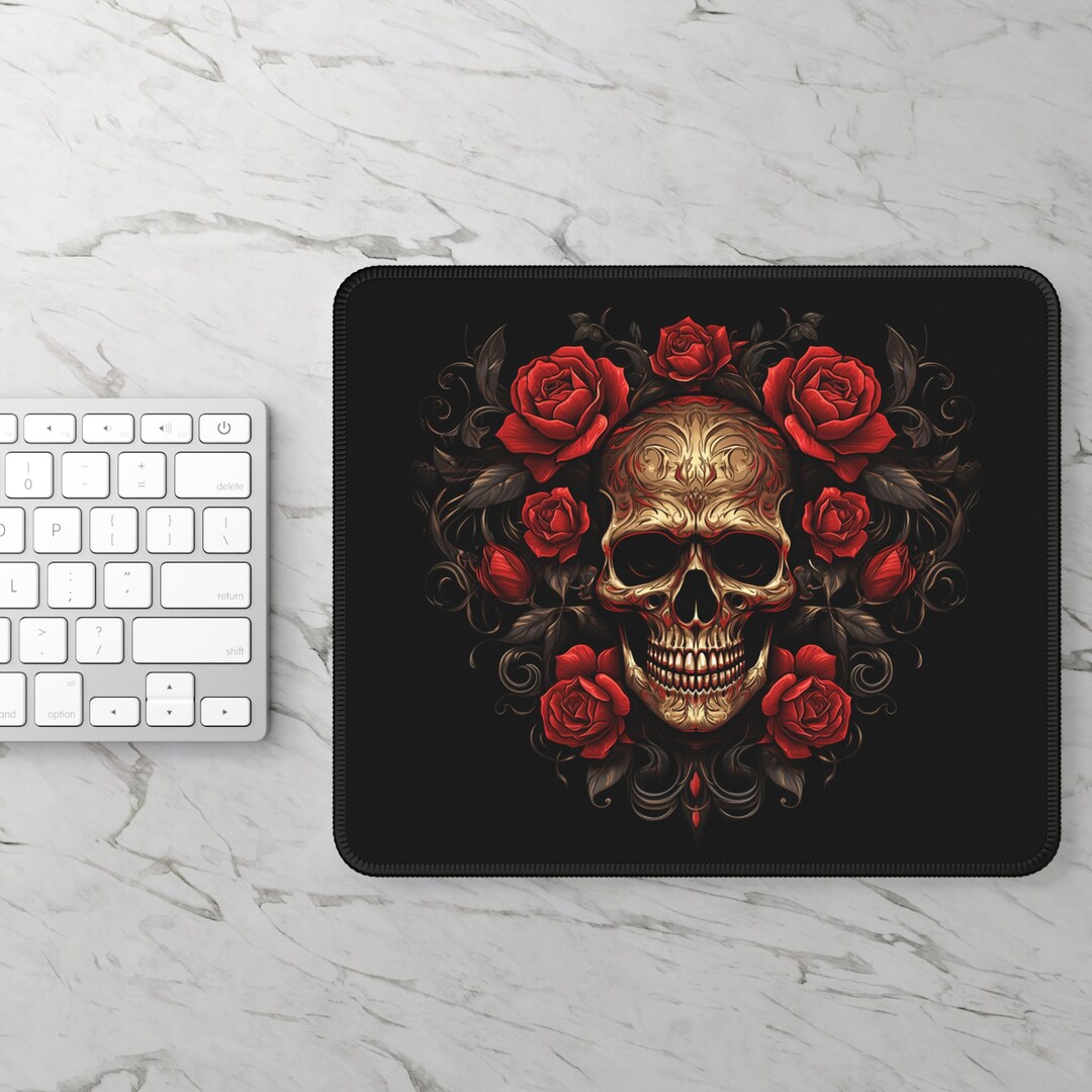 Gothic Skull Roses Gaming Mouse Pad, Punk, Emo, Art - Etsy