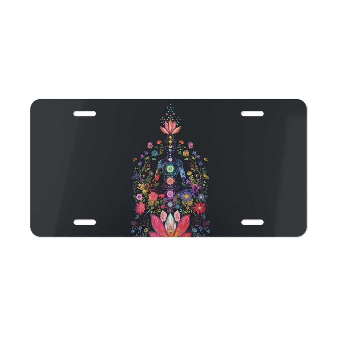 ON SALE, Yoga Chakra Flowers Vanity Plate, Black - Etsy