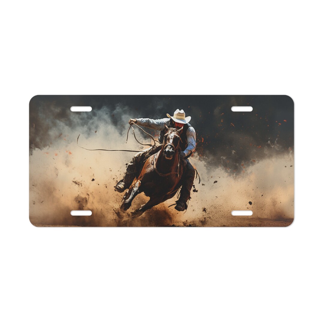 Cowboy License Plate, Rodeo, Horse, Country Vibes, Vanity Plate, Front ...