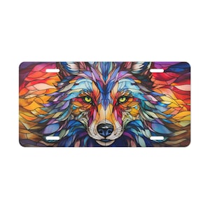 Colorful Stained Glass Wolf Aluminum License Plate - Etsy