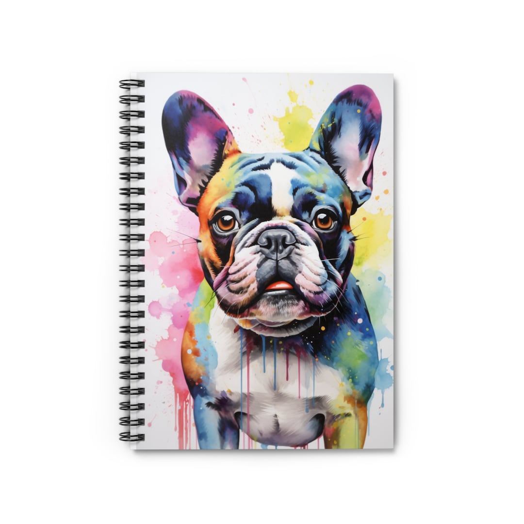 Dog Notebook, French Bulldog Watercolor Painting, Spiral Notebook ...