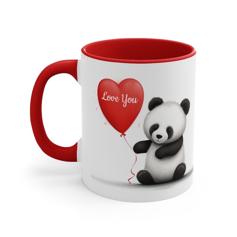 Panda Mug, Valentine's Day Mug Gift, I Love You, Accent Coffee Mug ...