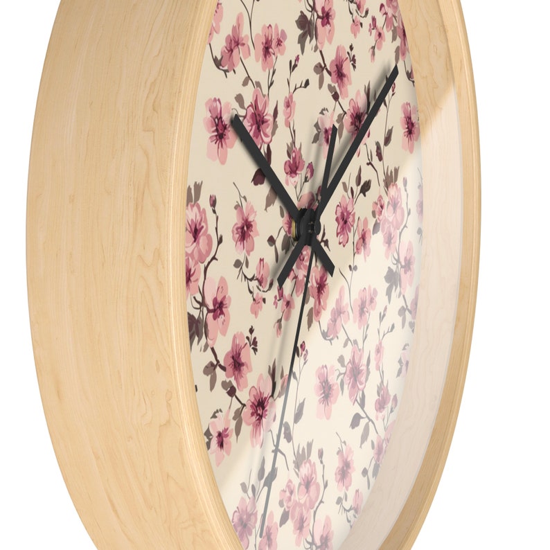Small Pink Flowers Wall Clock Floral Design - Etsy
