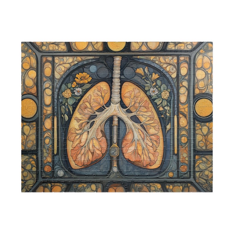Lung Anatomy Puzzle: Floral Art Nouveau Style Anatomy Jigsaw Puzzle ...