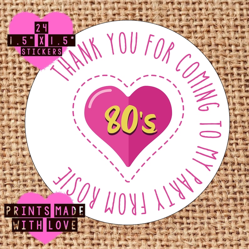 80s Party Labels . Disco Party Stickers . I Love 80s . Disco - Etsy UK