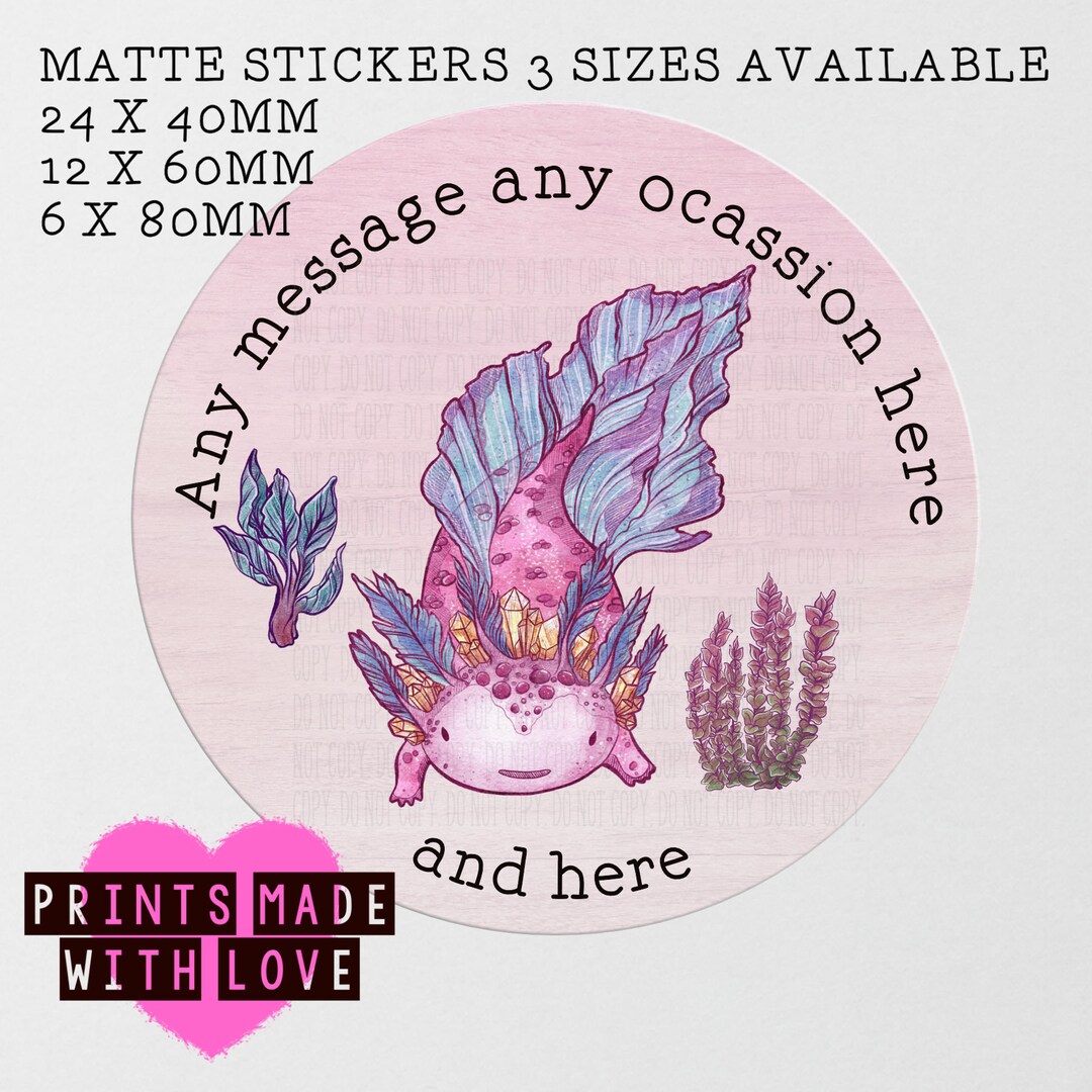 Axolotl Party Stickers , Personalised , Sweet Cone Labels , Christening ...