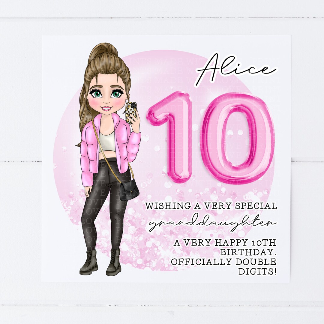 Personalised 10th Birthday Granddaughter Selfie Double Digits Tenth ...