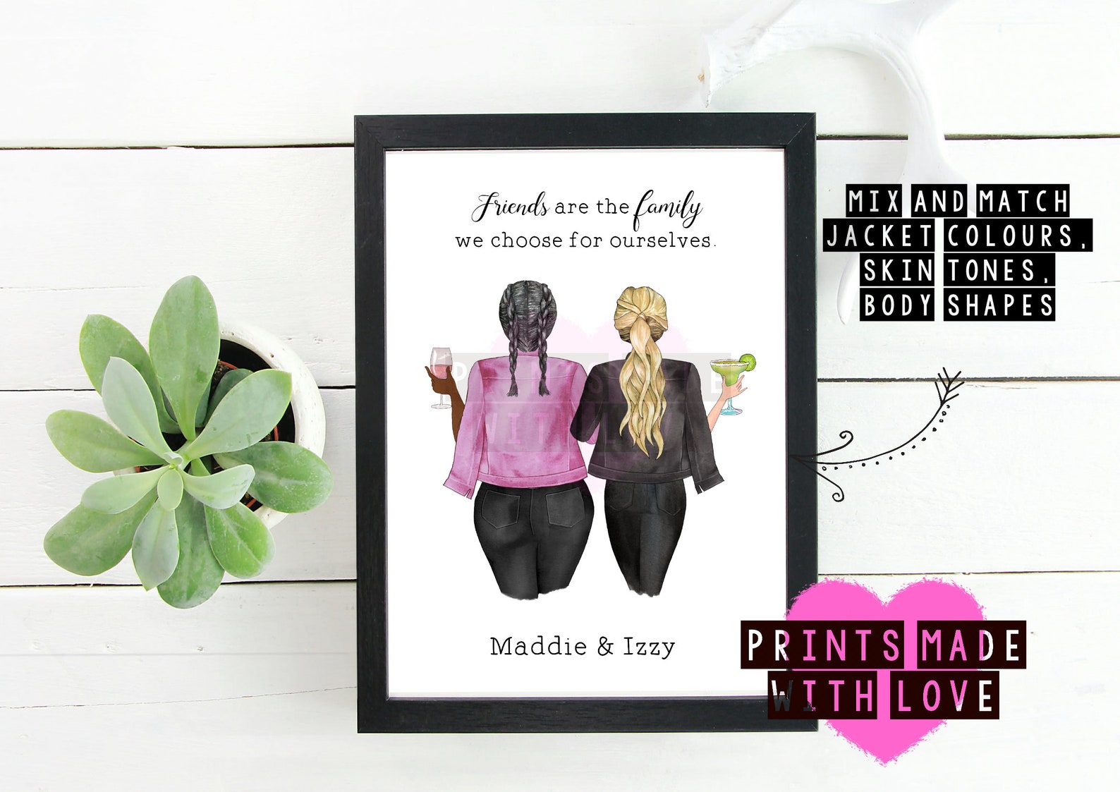 Friend Gift Personalised Friend Print Curvy Girl Friends | Etsy