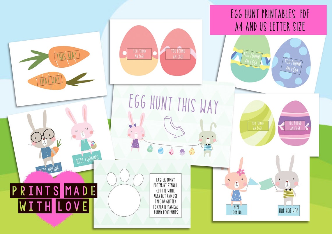 Easter Hunt Signs Printable Instant Download A4 and US Letter - Etsy
