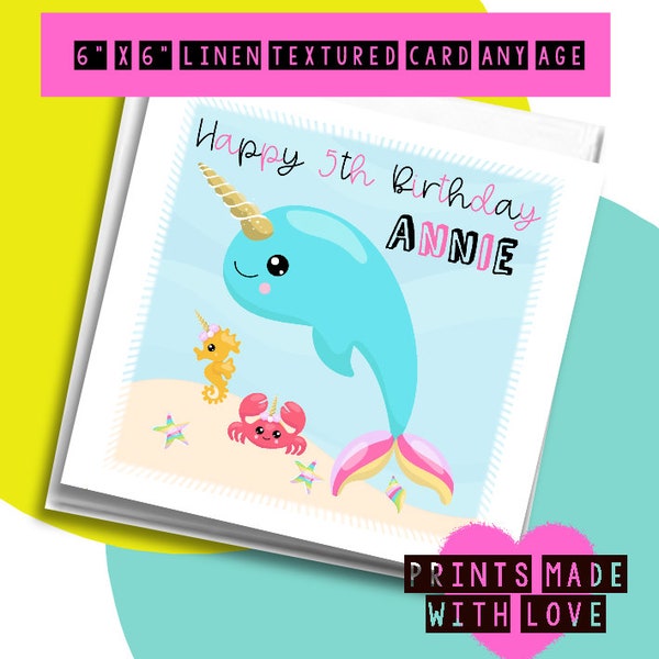 Narwhal Card - Etsy UK