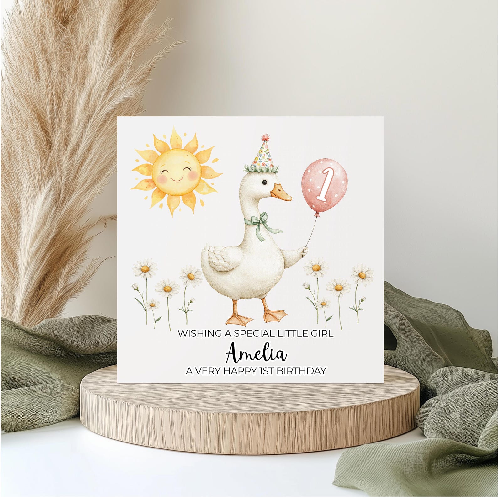 Personalised Goose 1st Birthday Card Daughter Granddaughter Sister ...