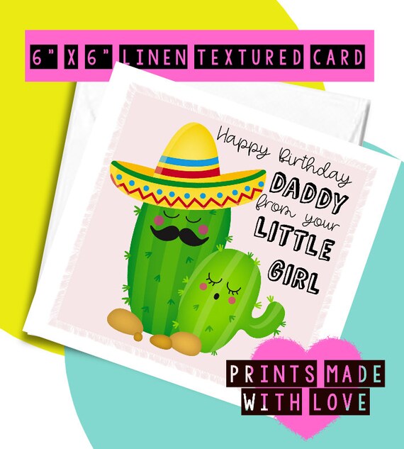 Daddy Birthday Card Cactus Happy Birthday Daddy From Your | Etsy