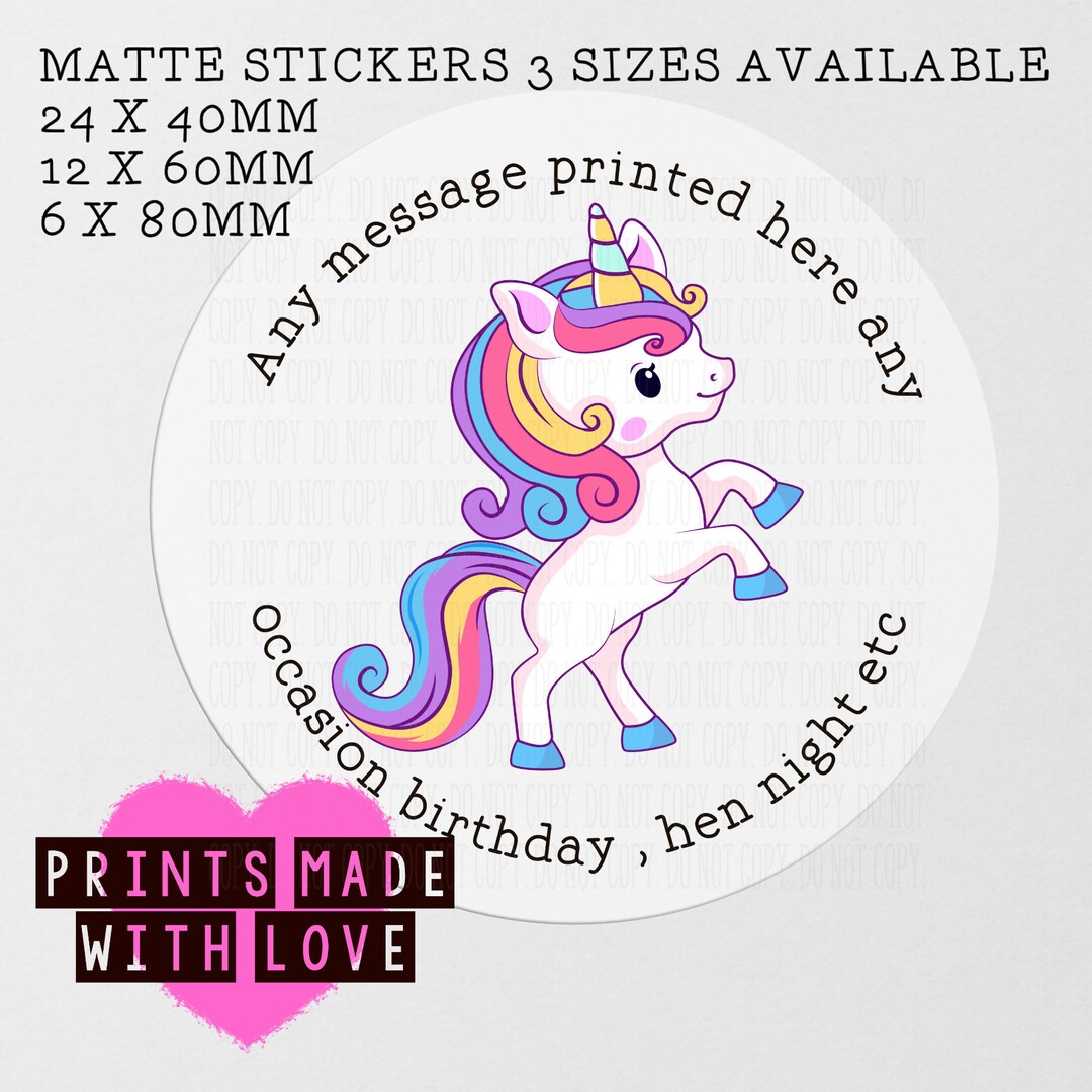 Unicorn Party Stickers , Personalised Stickers , Teacher Reward Labels ...