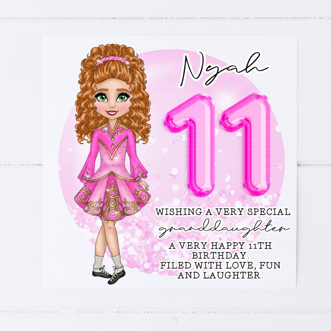 Personalised Irish Dancer Birthday Card, Pink Birthday Girl 1833 - Etsy UK