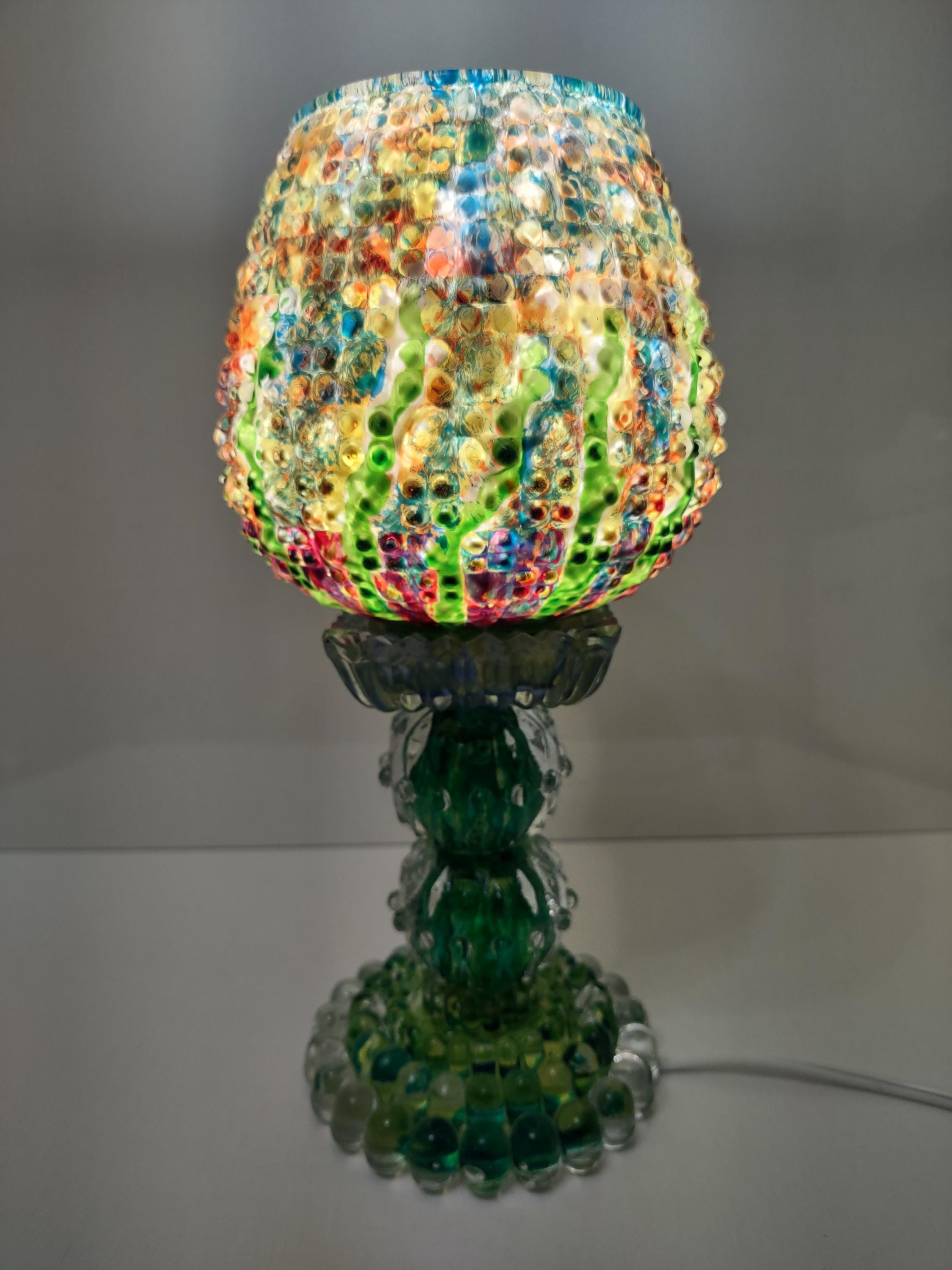 FIORELLI Verde (green, Multicolor) Lamp, Glass Art Lamp - Table Lamp ...