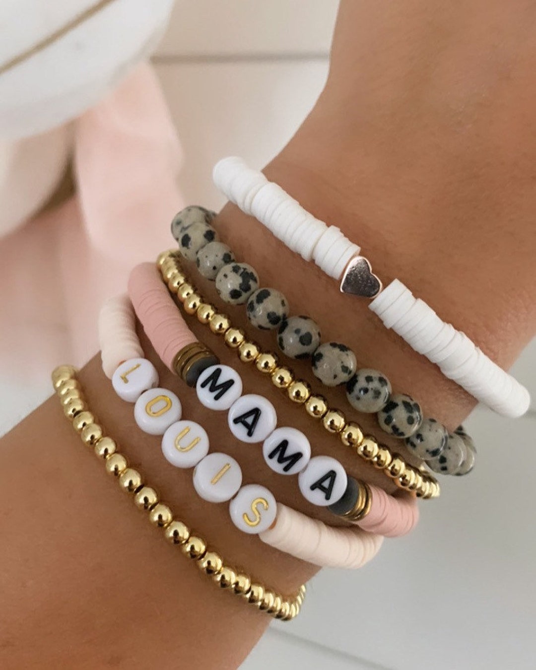 Just Spotted Daydreamer Collection Heishi Disc Personalized Beaded Name ...