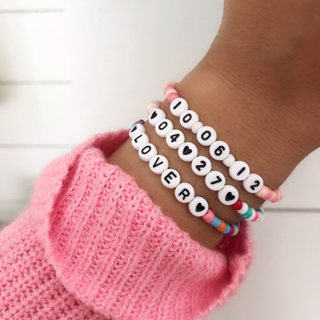 Personalized Number & Date Beaded Bracelets | Custom Date Bracelets ...