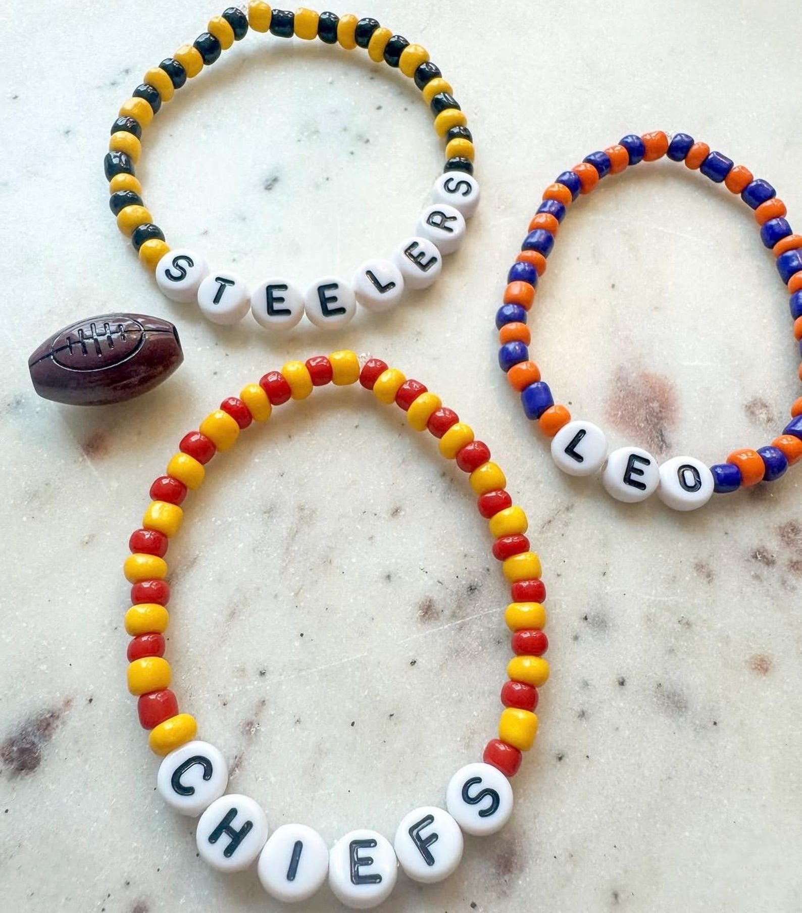 Personalized Sports Team Beaded Bracelet: Custom Game Day Sports Beaded ...