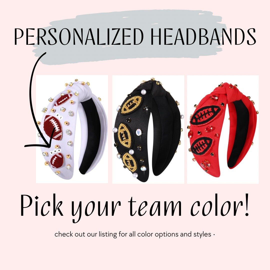Personalized Football Beaded Knot Headband Football Knotted Headband ...