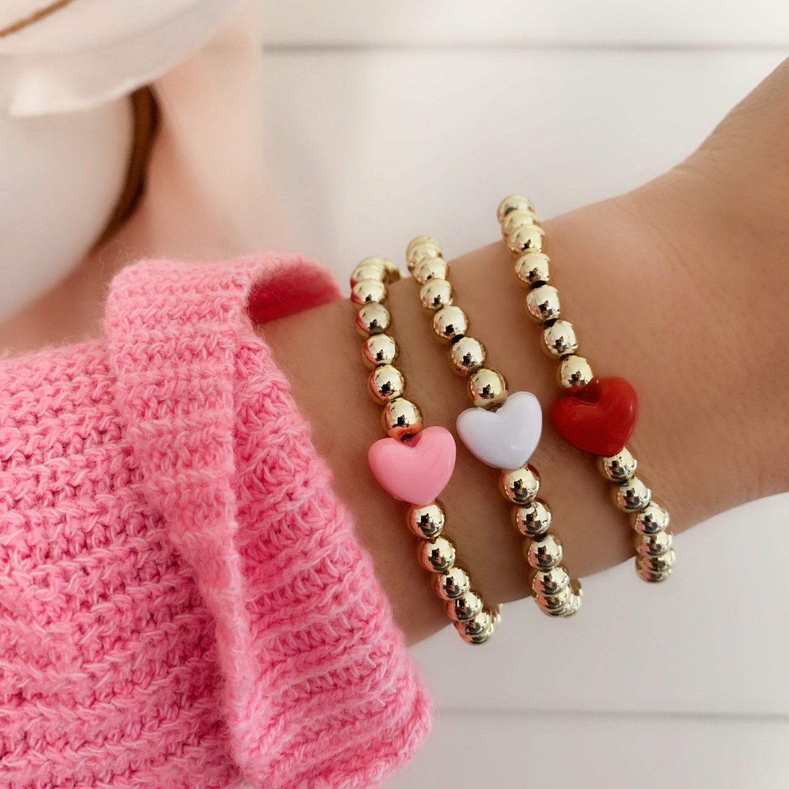 Gold Beads Heart Charm Bracelet Charm Bracelet Heart - Etsy