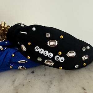Personalized Football Beaded Knot Headband | Football Knotted Headband ...
