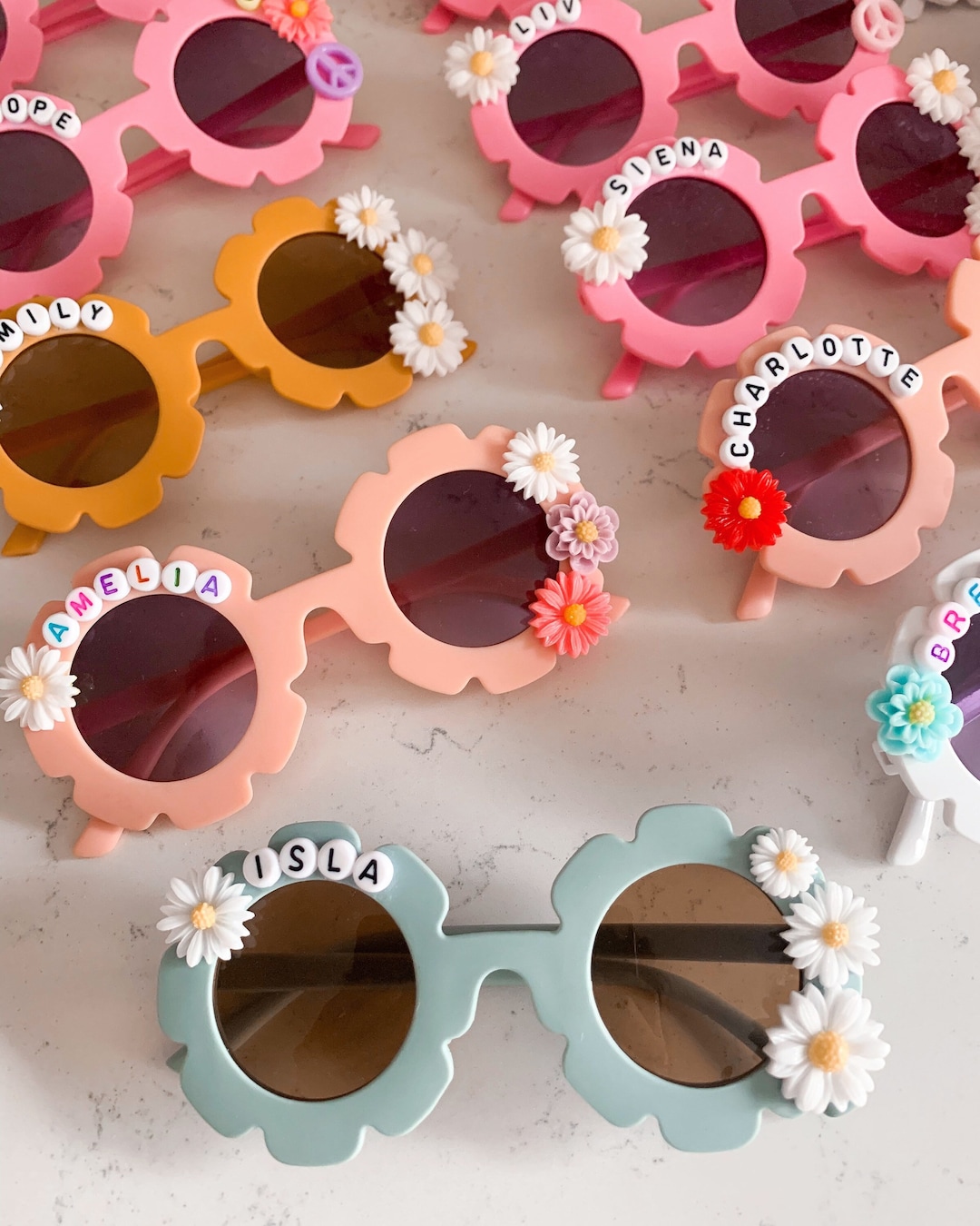 So Many Colors! | Personalized Flower Sunglasses | Beaded Name ...