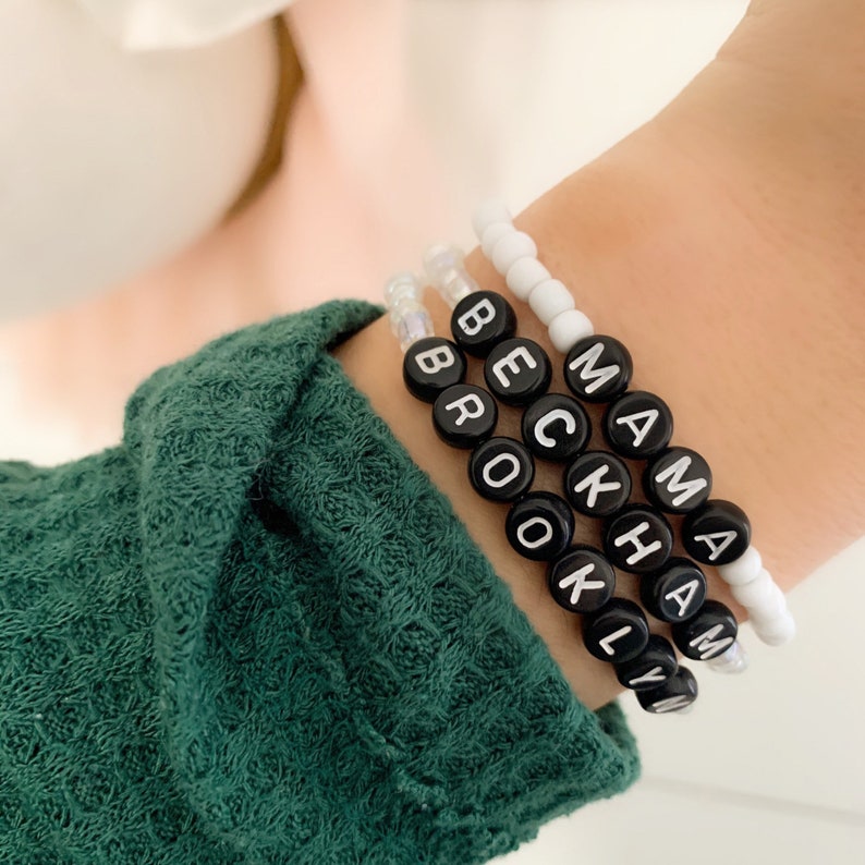 NEW Black Circle Letters Personalized Custom Beaded Name - Etsy