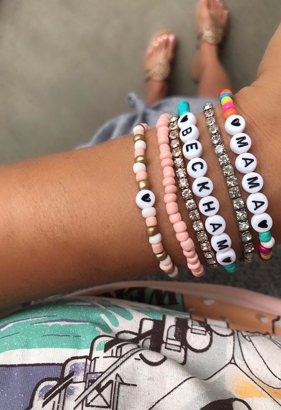 Beaded name bracelets for mom store