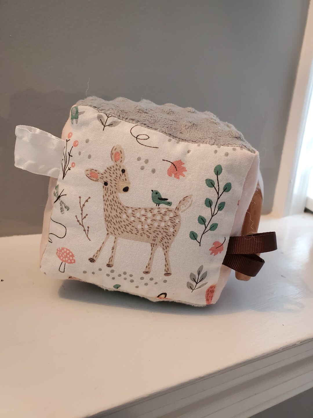 Sensory Block With Ribbon Tags, Jingle Bell, and Teether for Babies - Etsy