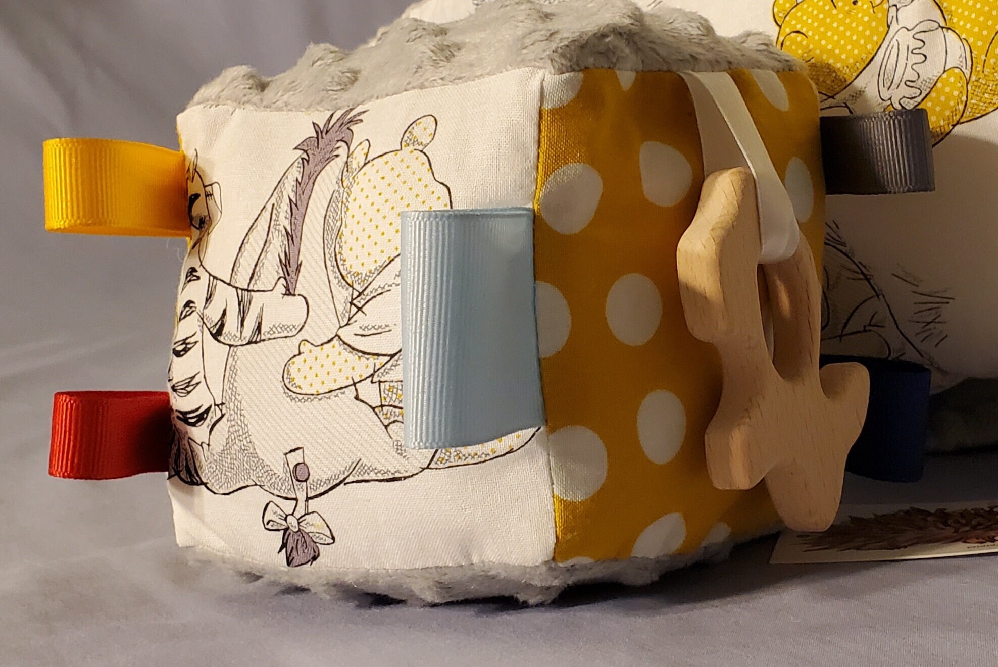 Sensory Block for Babies, Teether Rings, Jingle Bell, Ribbon Tags ...