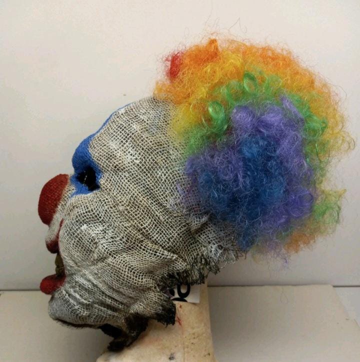 Burlap Clown Scarecrow Mask With New Wig Prop Halloween Haunt Hand Made ...
