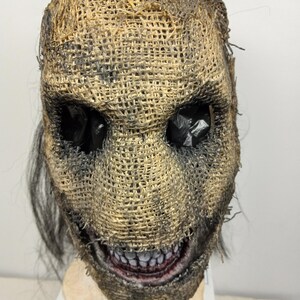 Burlap Scarecrow Creeper Mask Prop Halloween Haunt Hand Made Horror 3/4 ...