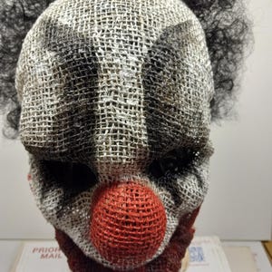 Burlap Clown Scarecrow Mask With New Wig Prop Halloween Haunt Hand Made ...