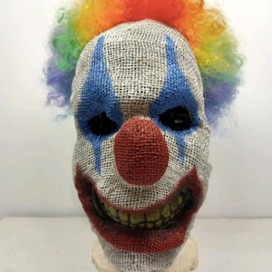 Burlap Clown Scarecrow Mask With New Wig Prop Halloween Haunt Hand Made ...