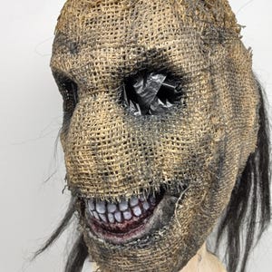Burlap Scarecrow Creeper Mask Prop Halloween Haunt Hand Made Horror 3/4 ...