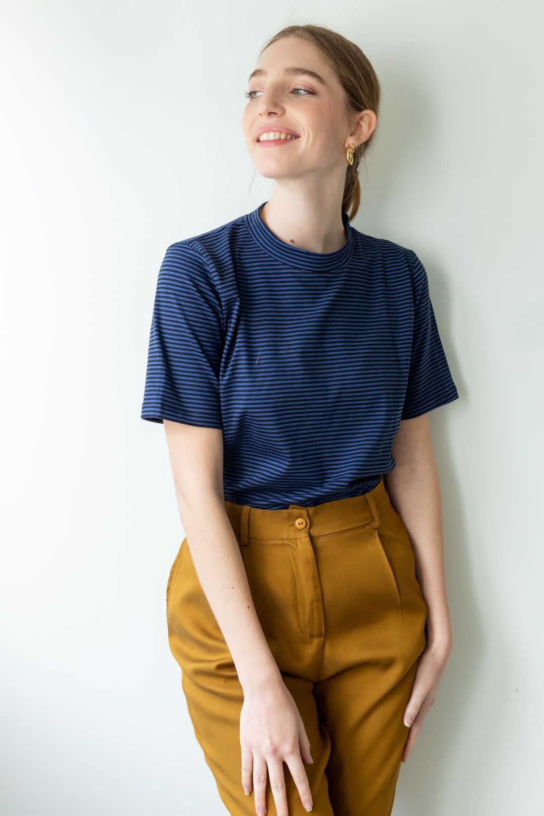 High-waist Vintage Trousers, Brown Pants, Women's Tailor Pants, Retro ...