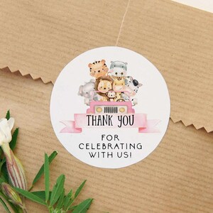 Girl Wild One Birthday Favor Tags, Jungle Animal Thank You Tags, Baby ...