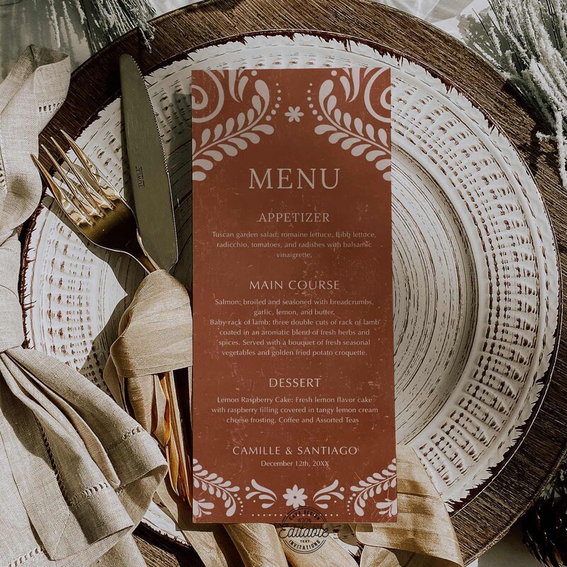 Rustic Mexican Wedding Menu - Etsy