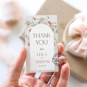 Boho Wedding Favor Tag Printable, Terracotta Floral Favor Tag Editable ...