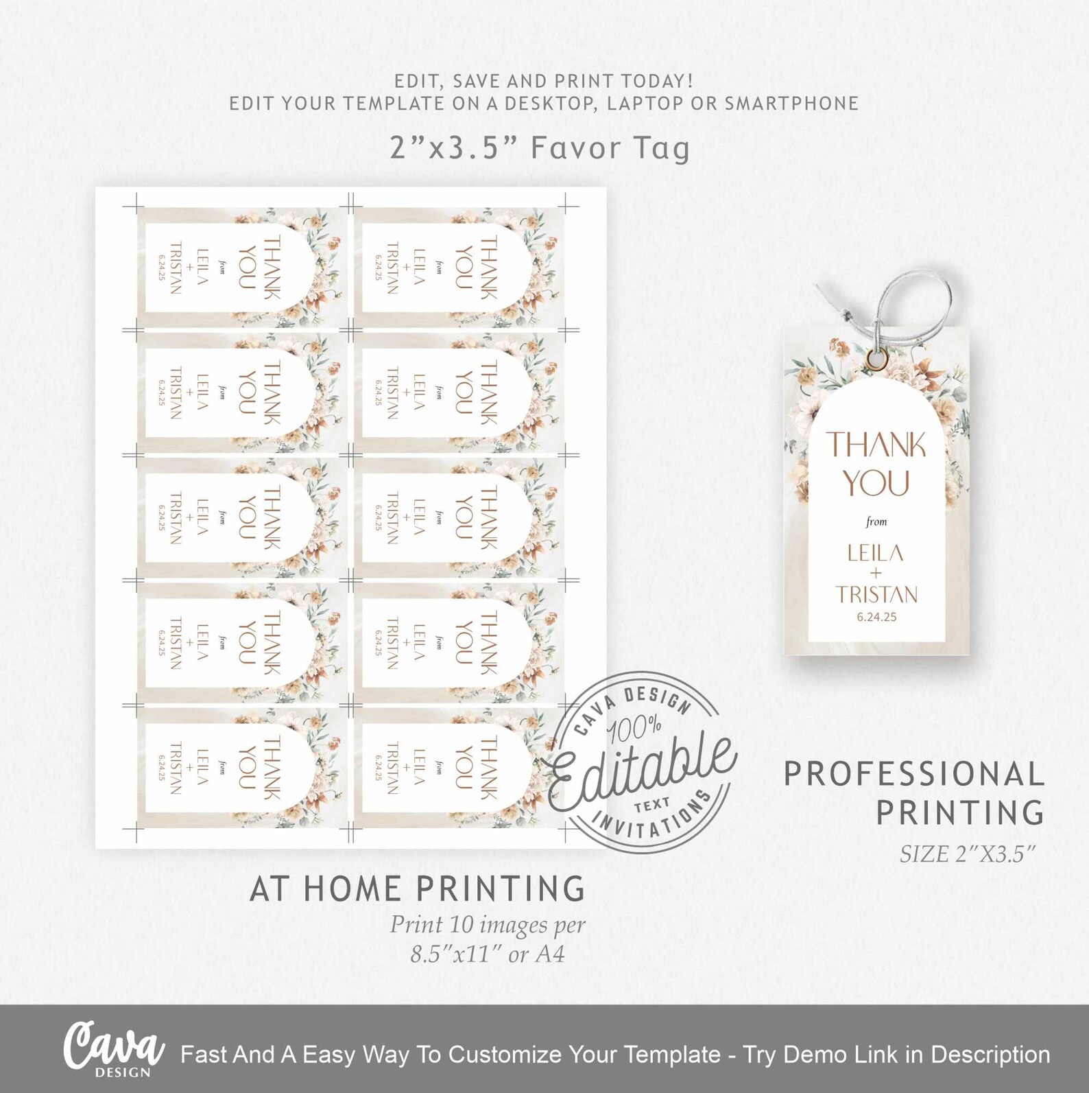Boho Wedding Favor Tag Printable Terracotta Floral Favor Tag - Etsy