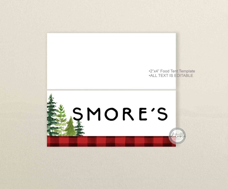 Lumberjack Buffet Cards Woodland Place Card Template Winter - Etsy