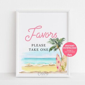Girl Beach Party Birthday Sign, Gift and Cards Sign, Sweet Treats Sign ...