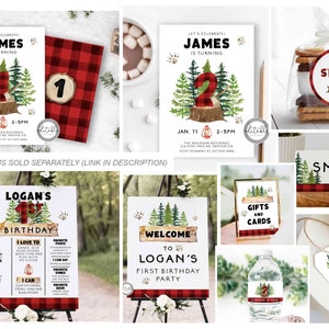 Lumberjack Buffet Cards, Woodland Place Card Template, Winter Birthday ...