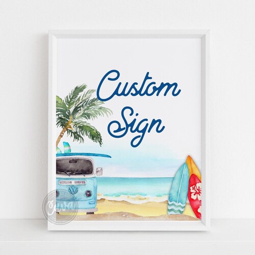 Beach Party Custom Sign Printable Surf Theme Birthday Sign - Etsy