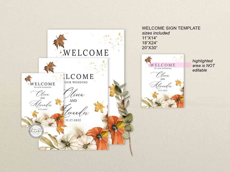 Fall Wedding Welcome Sign, Autumn Theme Welcome Poster, Boho Welcome ...