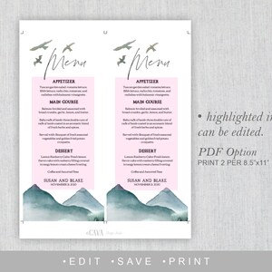 Printable Woodland Menu Card Template, Forest Menu Card, Recption Menu ...