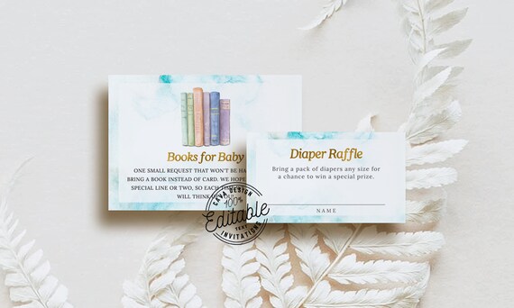 Blue Baby Shower Diaper Raffle and Book Request Gender | Etsy