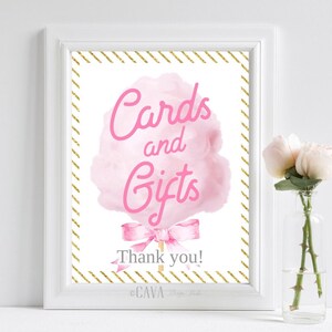 Cotton Candy Birthday Sign, Cards and Gifts PRINTABLE, Pink Cotton ...