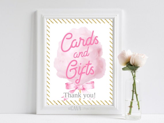 Cotton Candy Birthday Sign Cards and Gifts PRINTABLE Pink | Etsy
