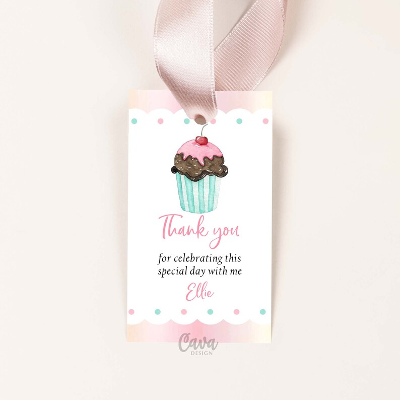 Printable Baking Birthday Gift Tags Cupcake Birthday Thank | Etsy